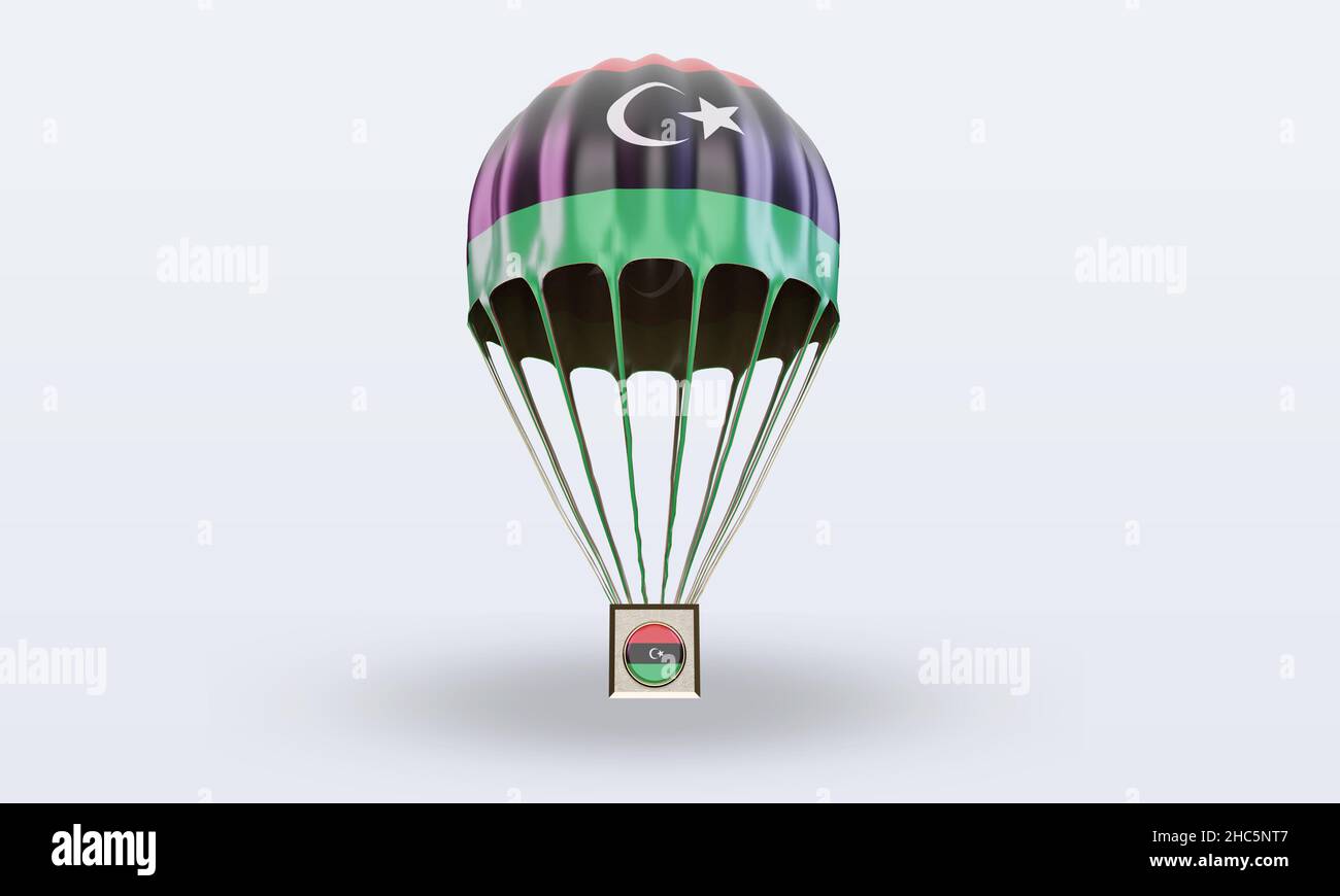 3d parachute Libya flag rendering front view Stock Photo - Alamy