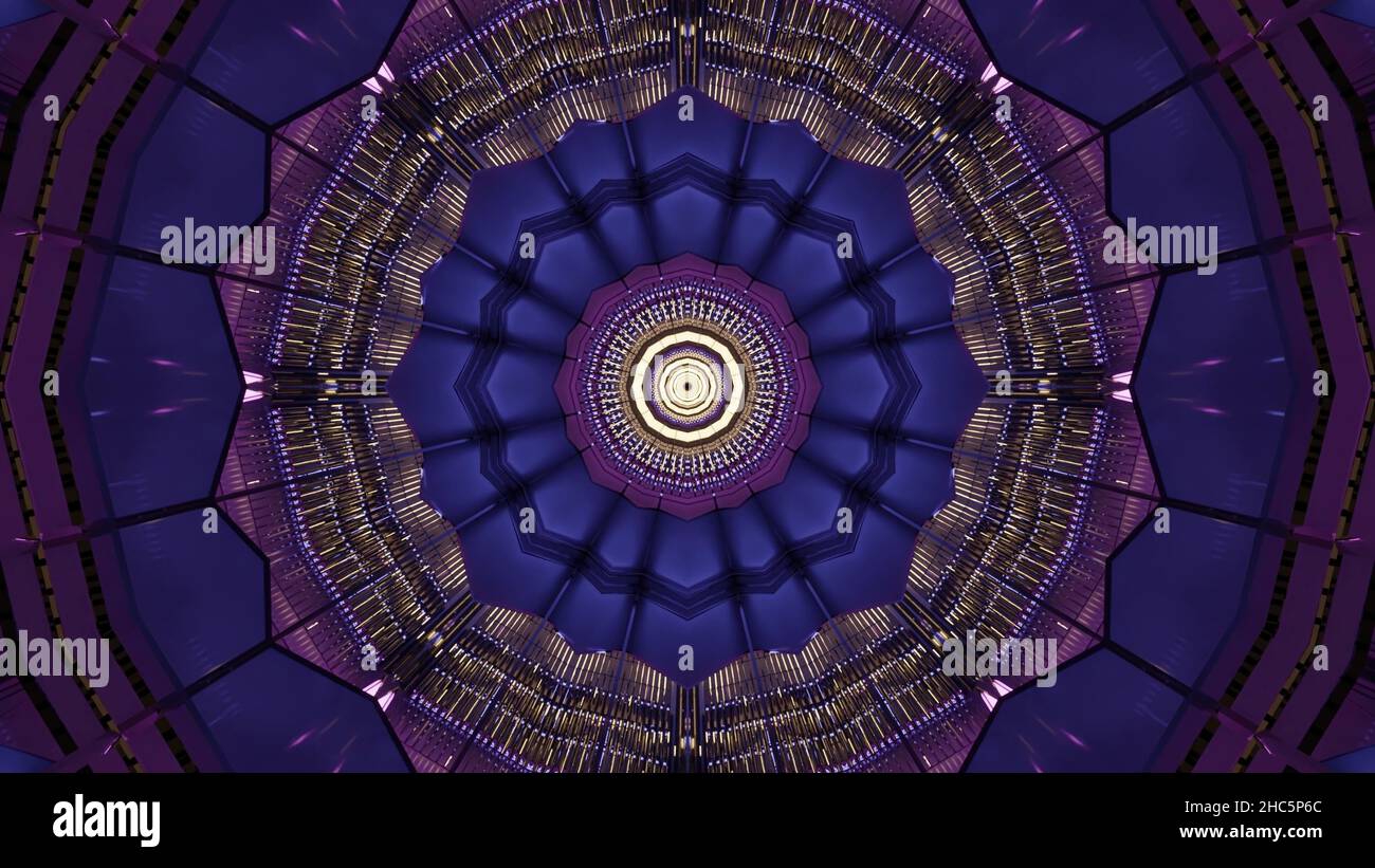 An illustration of a mandala with beautiful patterns in blue and violet ...