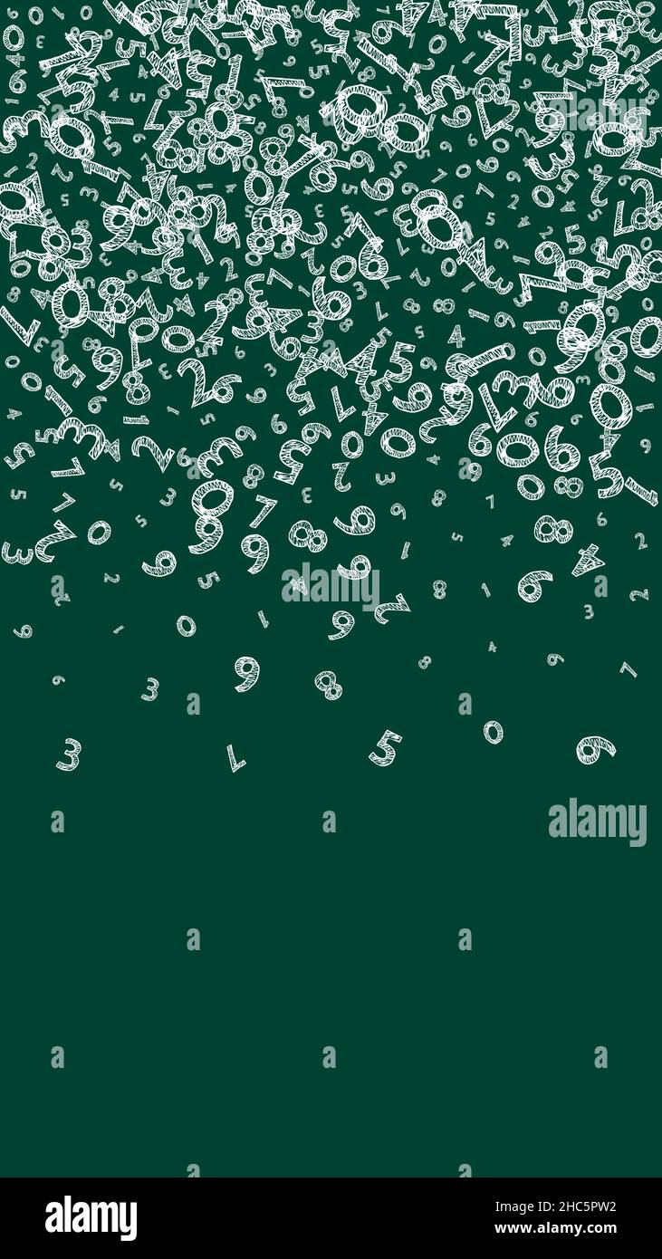 Falling childish chalk numbers. Math study concept with flying digits ...