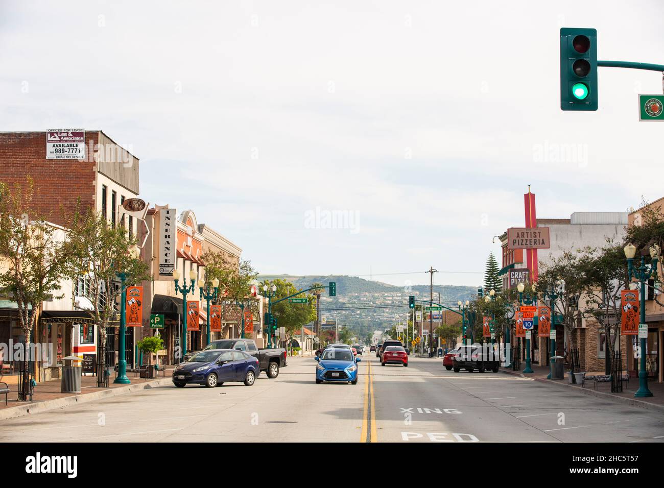 Daytime view of the historic downtown area of Covina, California, USA ...