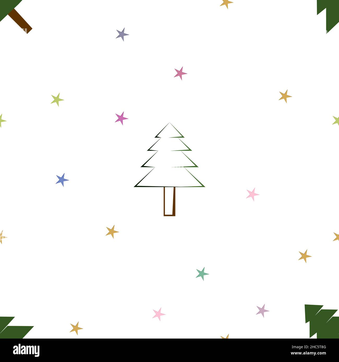 An illustration of a seamless pattern of Christmas trees and star ...