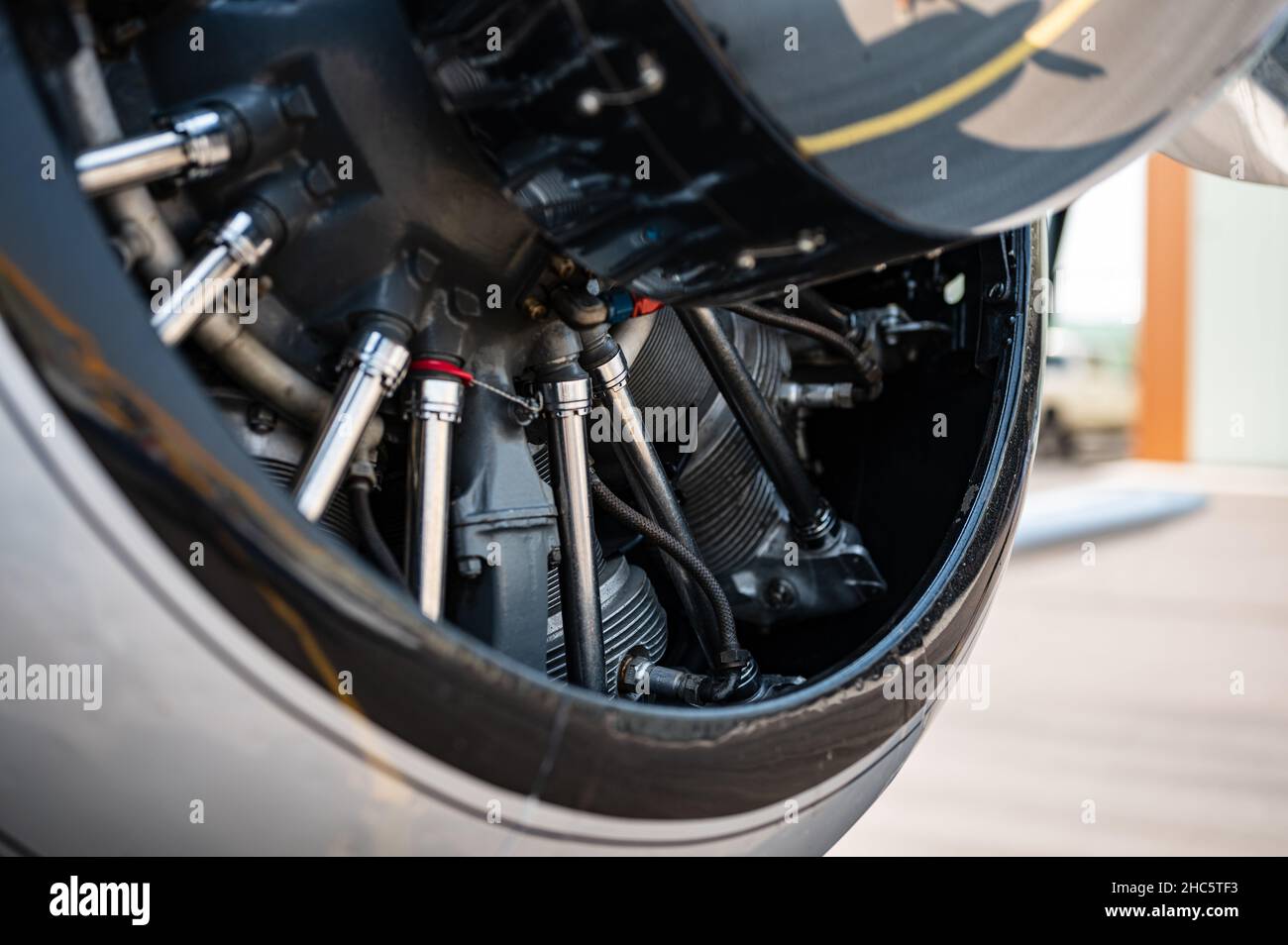 View of a radial engine of the military trainer aircraft Stock Photo ...