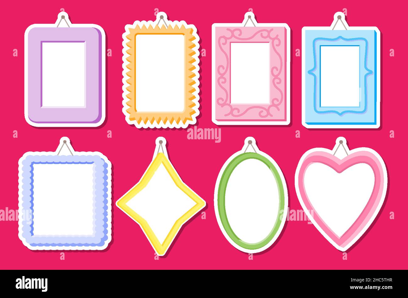 Frames sticker colored with various patterns and shadows for photos ...