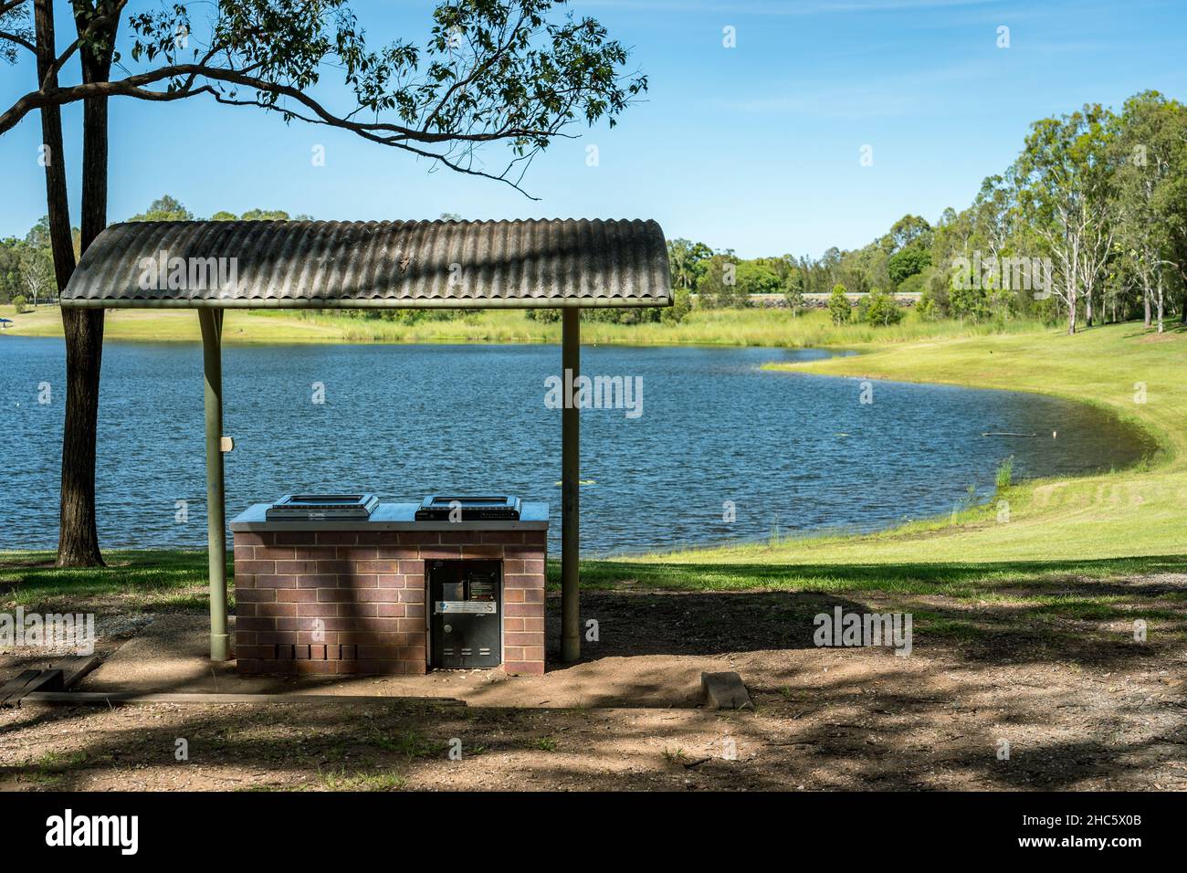 Barbecue and picnic area at lake Samsonvale, Queensland, Australia ...