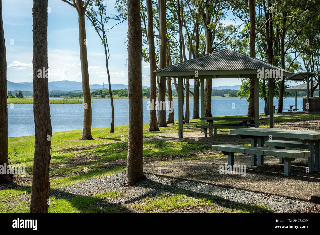 Barbecue and picnic area at lake Samsonvale, Queensland, Australia ...