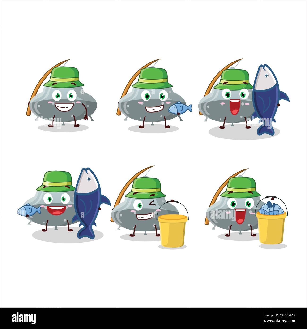 A fisherman UFO gray gummy candy cartoon picture catch a big fish ...