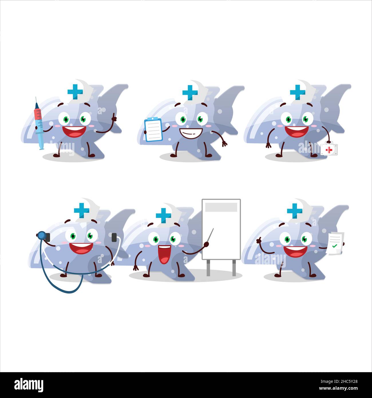 Doctor profession emoticon with plane blue gummy candy cartoon ...