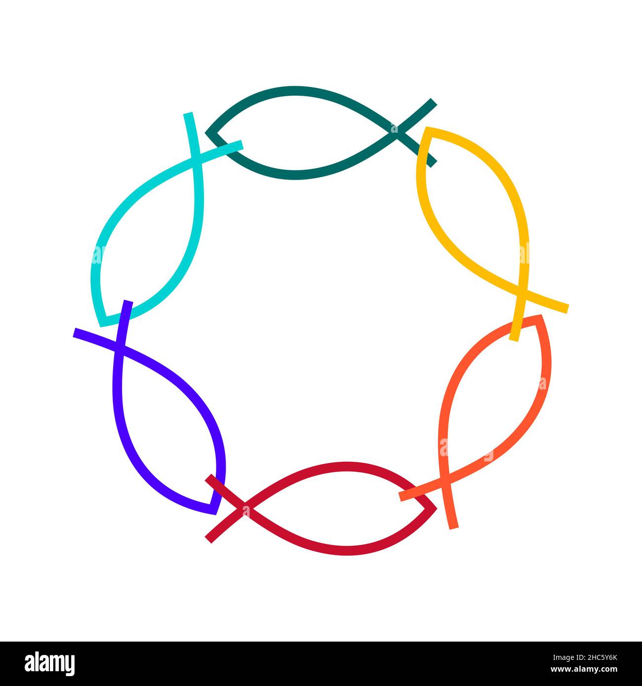 Christian ichthys Jesus fish circle frame. Flat isolated Christian ...