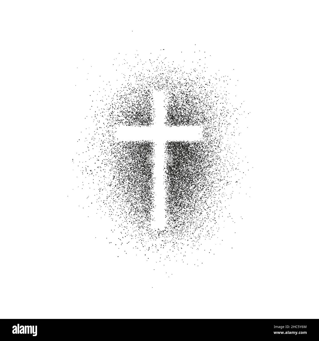 Spray spot graffiti cross silhouette. Flat isolated Christian vector ...