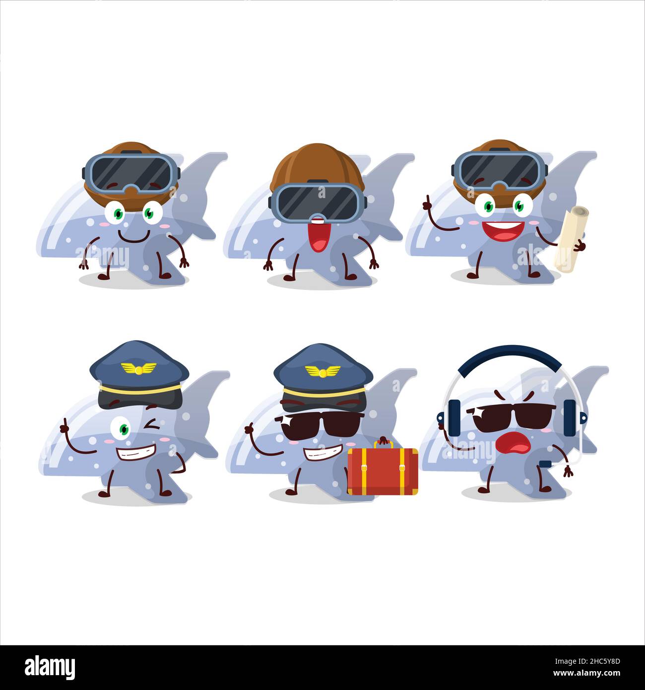 Pilot cartoon mascot plane blue gummy candy with glasses. Vector ...