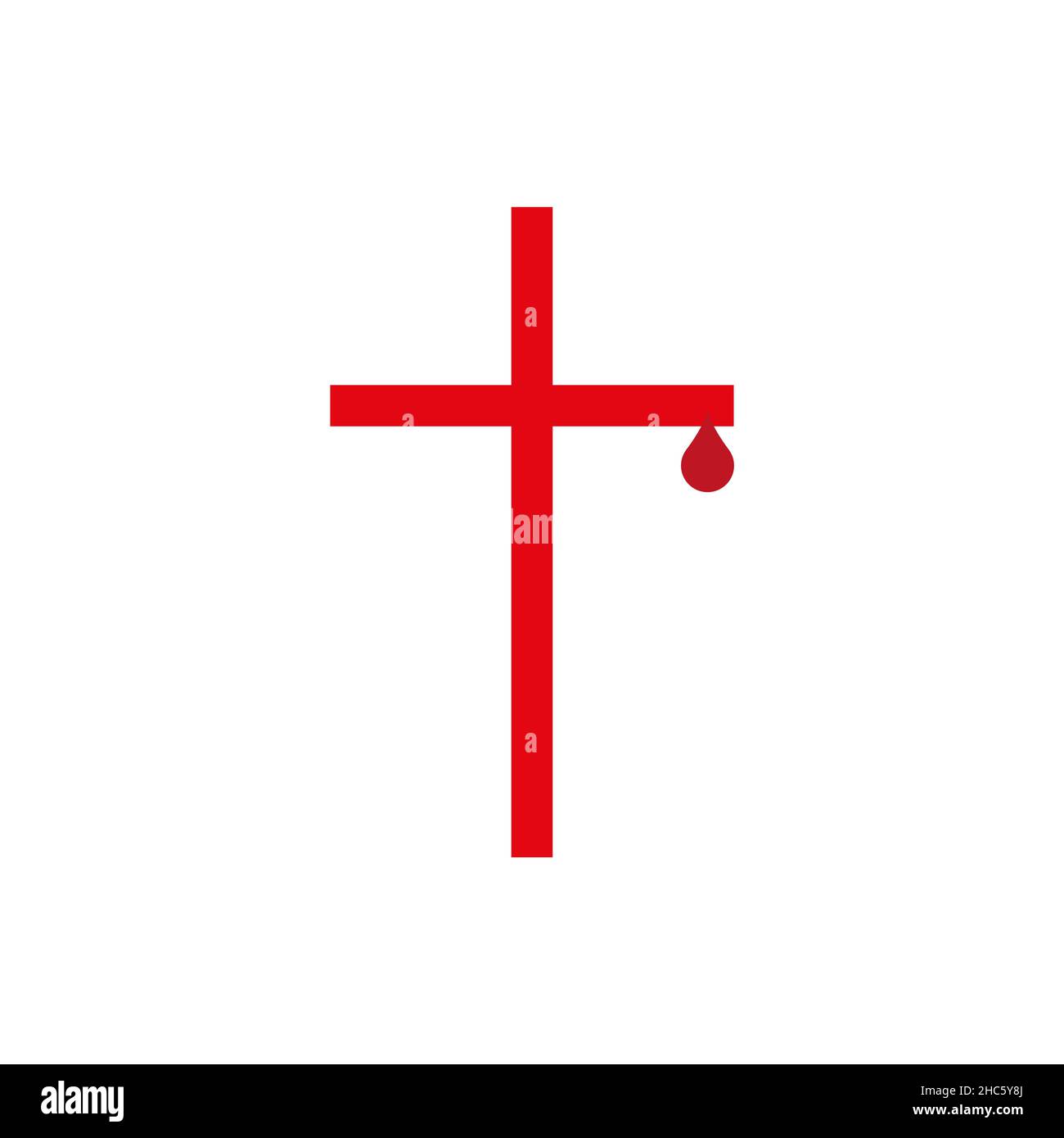 Red cross with a drop of blood. Christian blood donation. The atoning ...