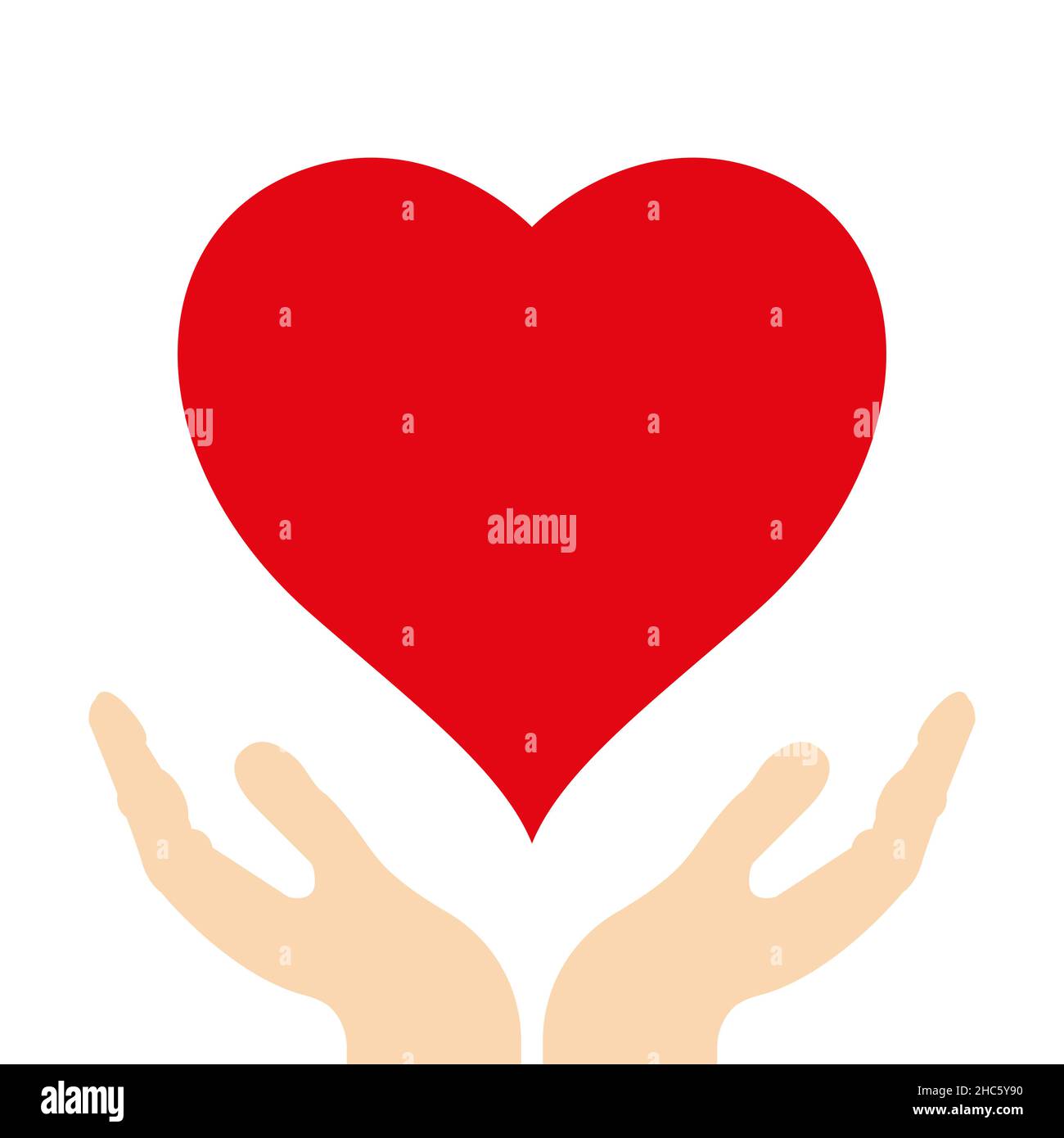 Keep your heart holy. Saving hands and big red heart sign. Flat ...