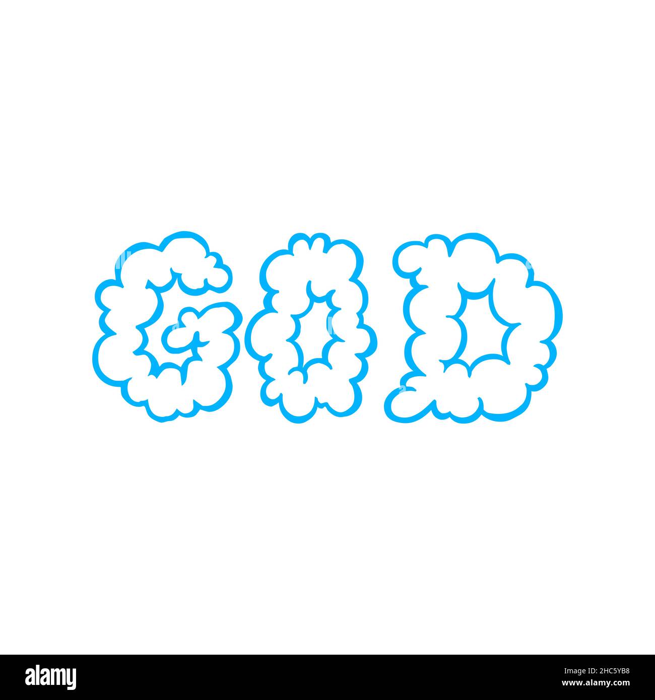 GOD. Cloud font. Flat isolated Christian vector illustration, biblical ...