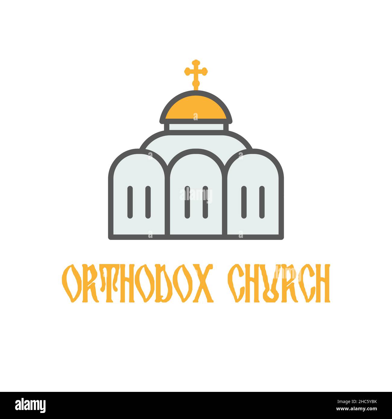 Russian orthodox church dome temple line icon. Flat isolated Christian ...