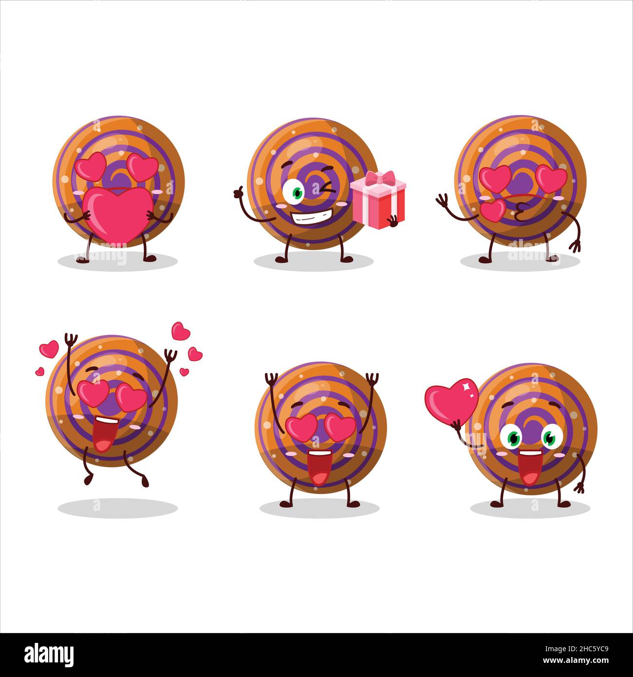 Orange spiral gummy candy cartoon character with love cute emoticon ...