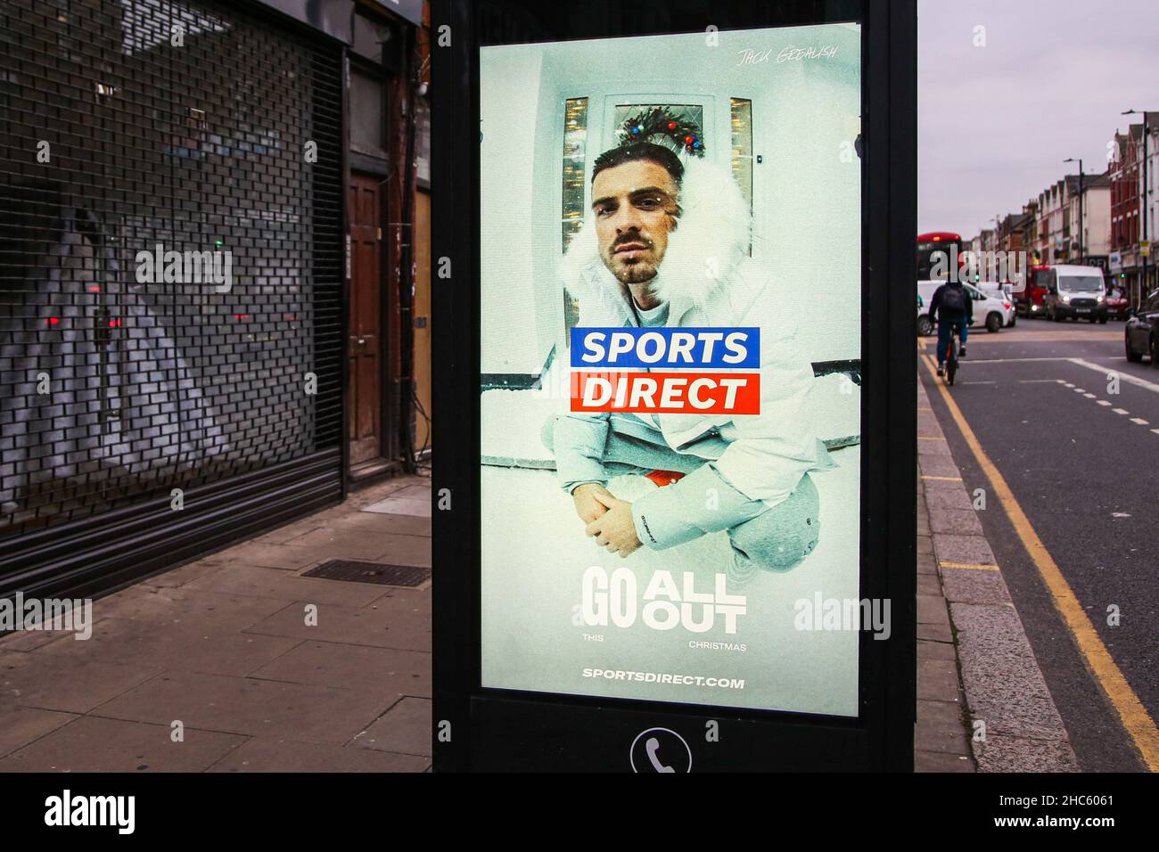 A view of the Sports Direct digital advert. (Photo by Dinendra Haria ...