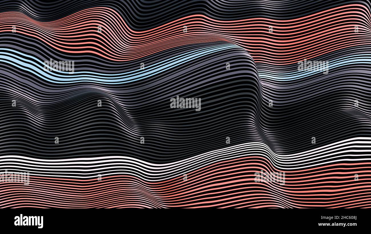 weave lines. Abstract background colored dynamic waves cloth wavy folds ...
