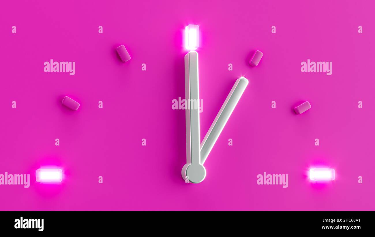 The pink 3d Clock sign illustration Stock Photo - Alamy