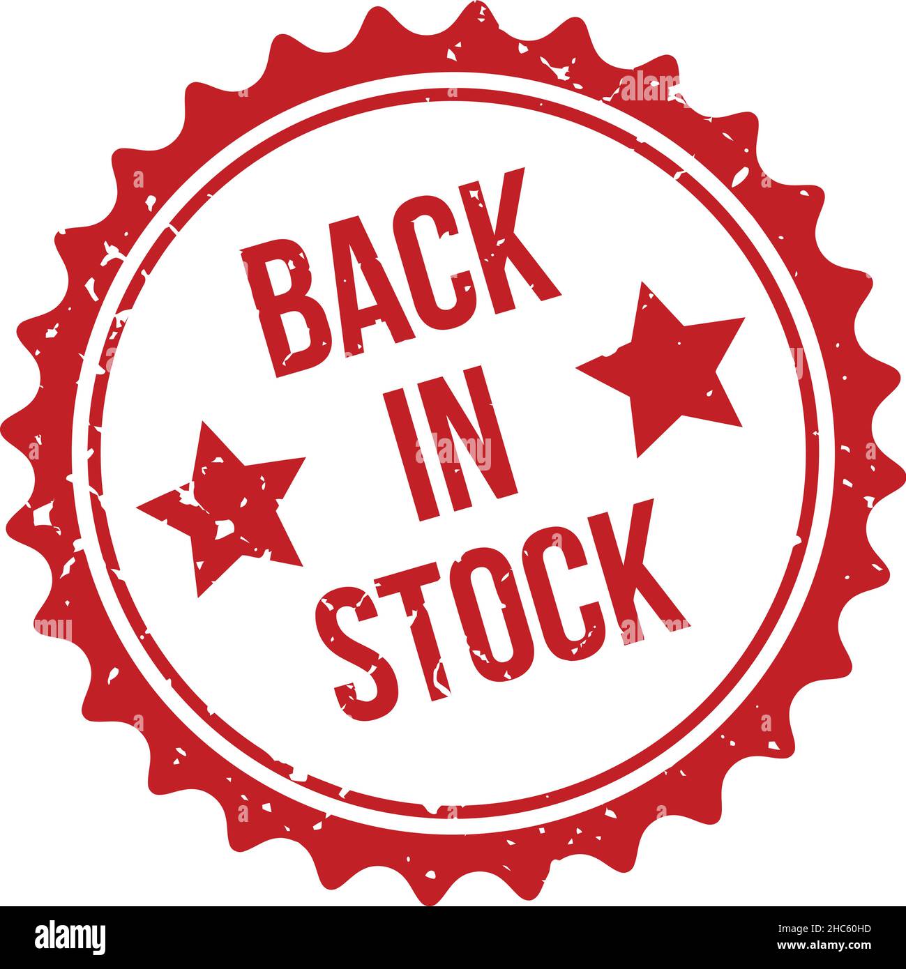 Back in stock Rubber Stamp. Red Back in stock Rubber Grunge Stamp Seal ...