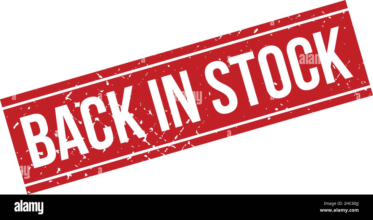 Back in stock Rubber Stamp. Red Back in stock Rubber Grunge Stamp Seal ...