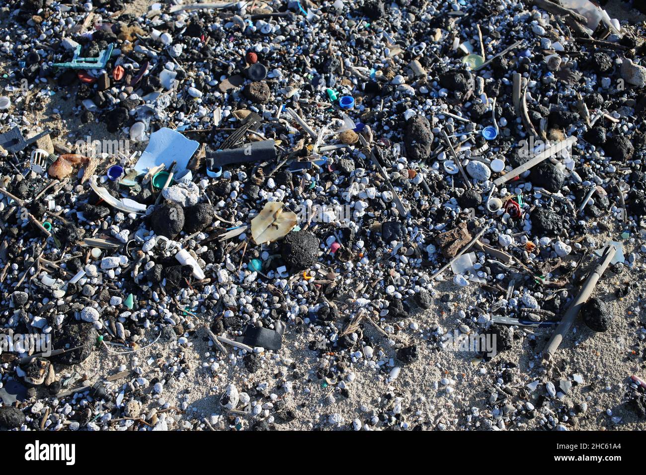 Plastic pollution on the beach in Greece Stock Photo - Alamy