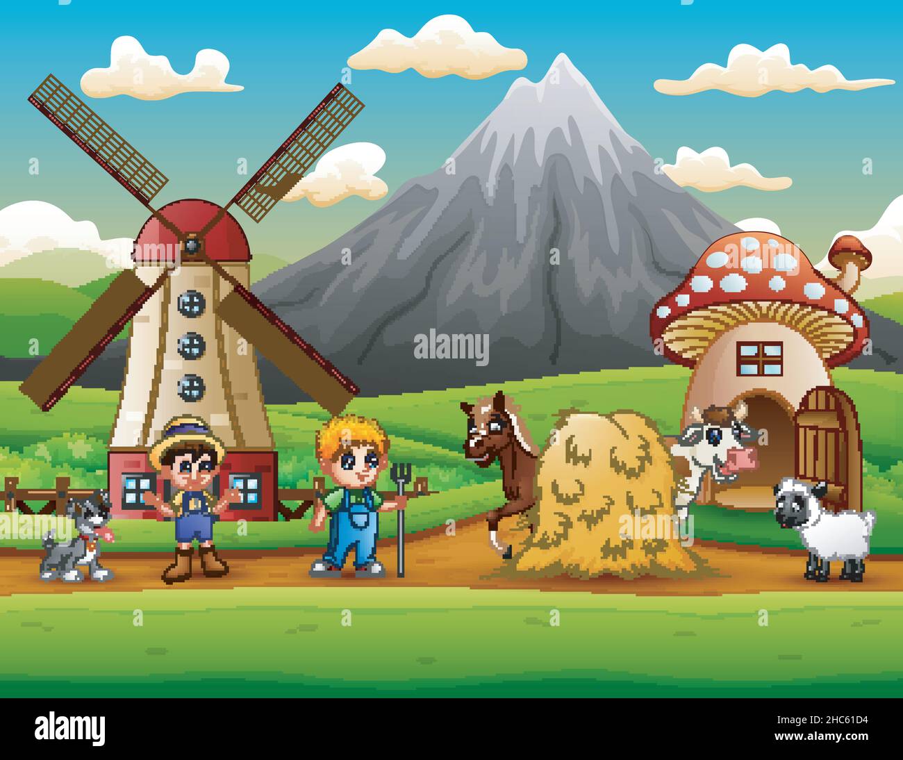 The farmers activity on the farm Stock Vector Image & Art - Alamy