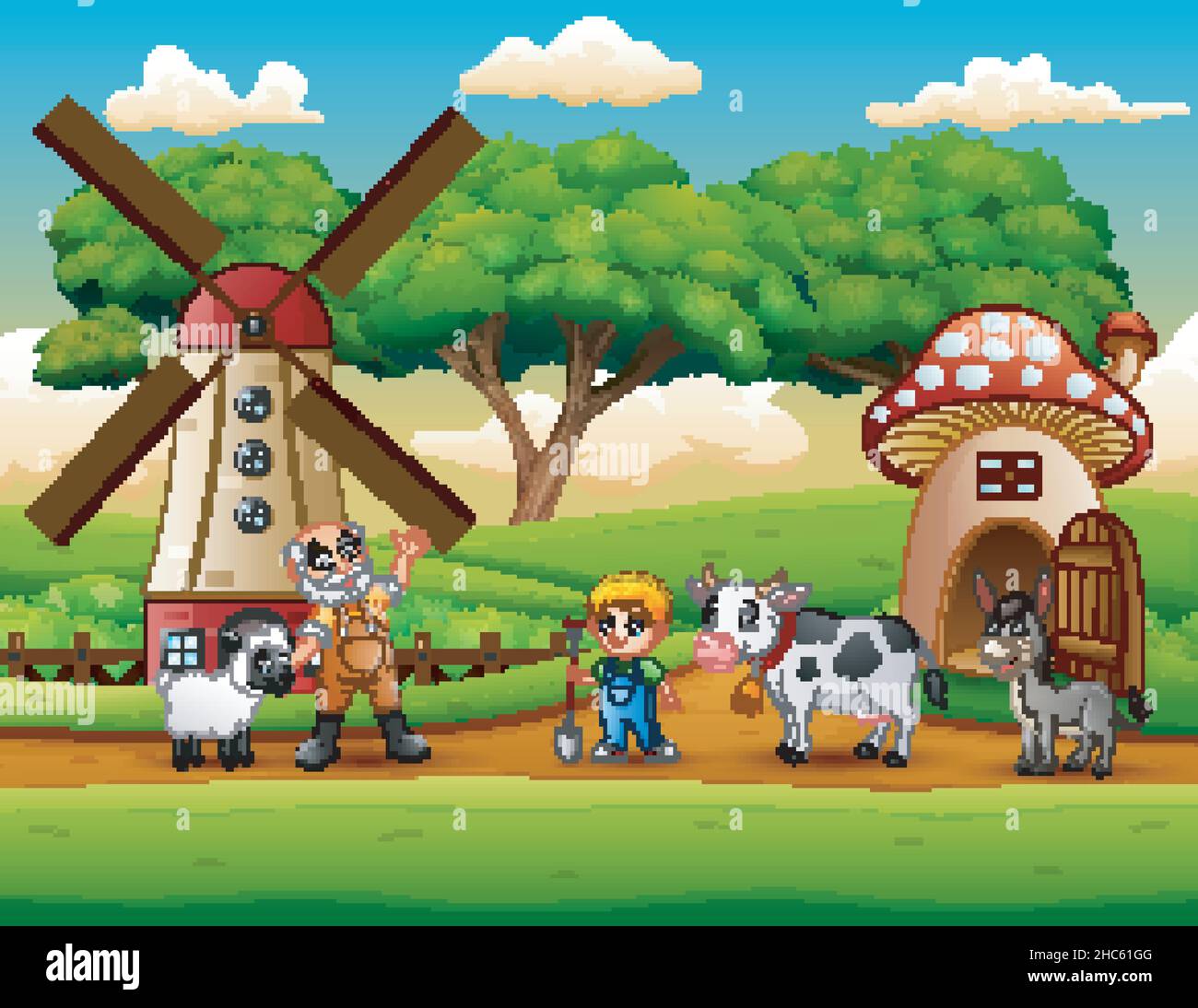 The farmers activity on the farm Stock Vector Image & Art - Alamy