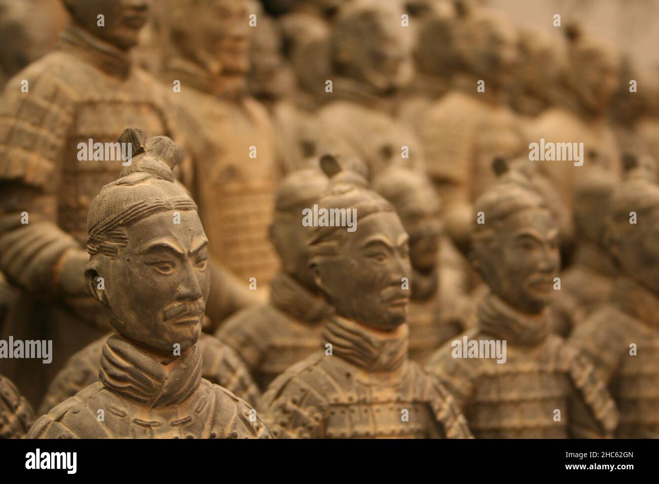 Selective shot of the warrior sculptures of the Terracotta Army Stock ...