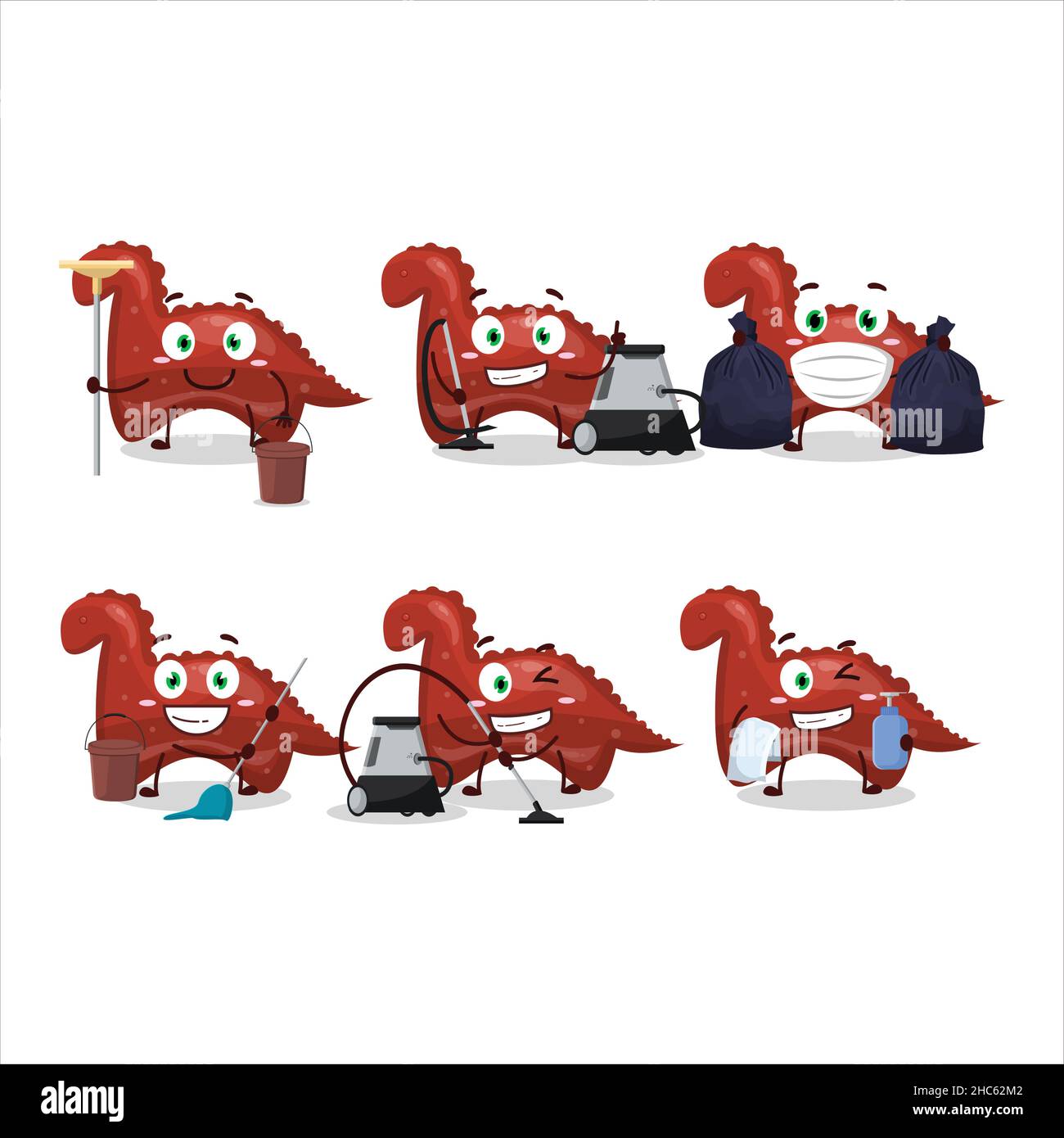 Cleaning service red dinosaur gummy candy cute cartoon character using ...