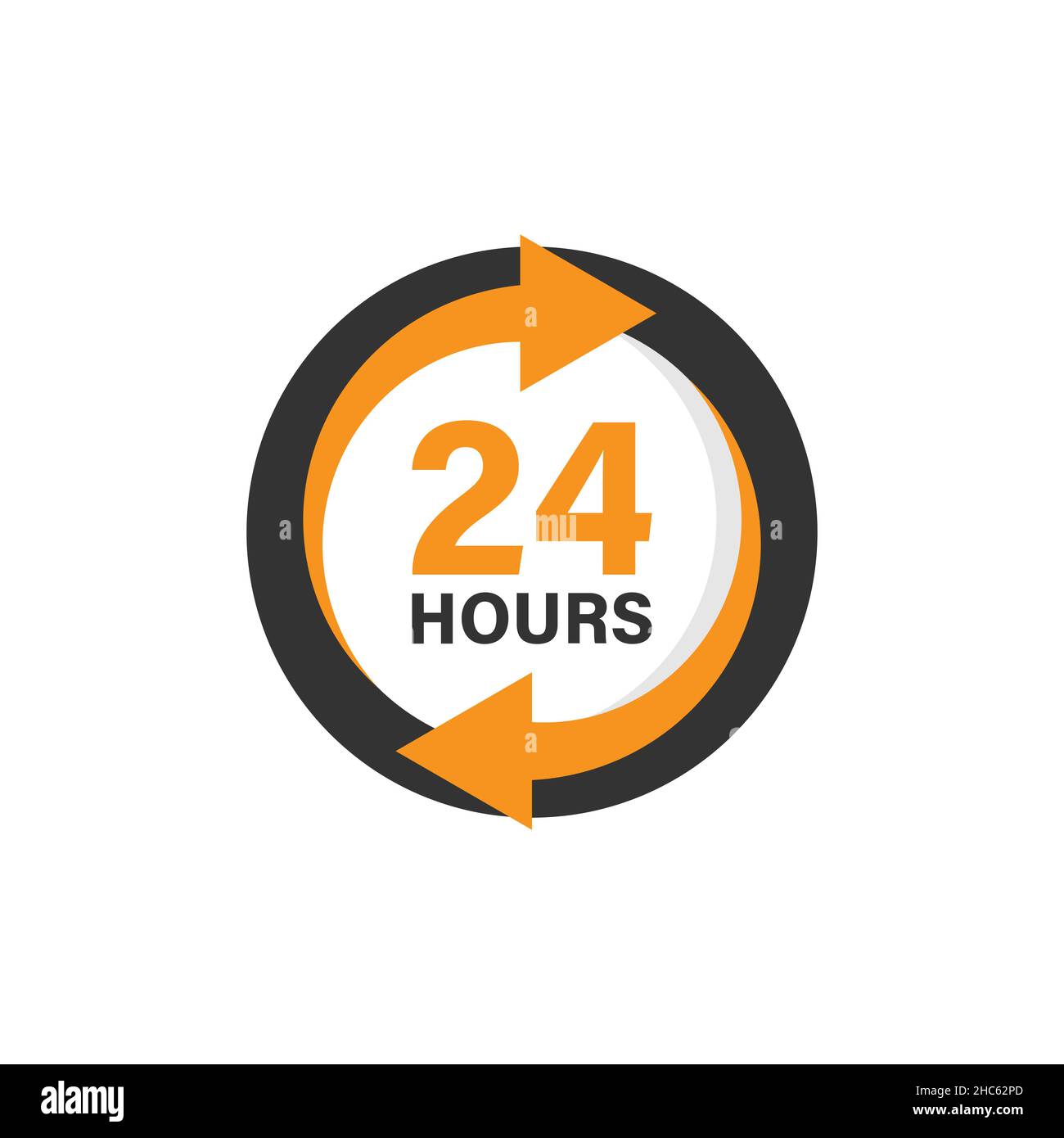 24 hours service icon in flat style. All day business and service ...