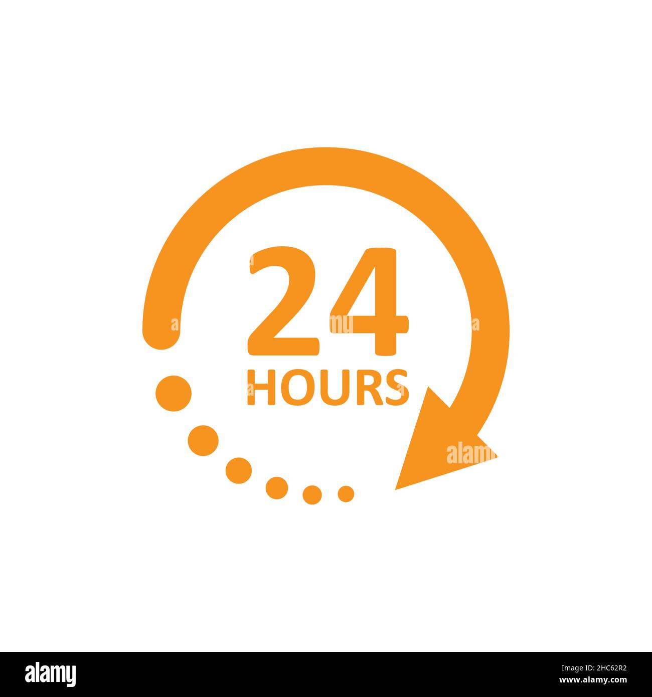 24 hours service icon in flat style. All day business and service ...