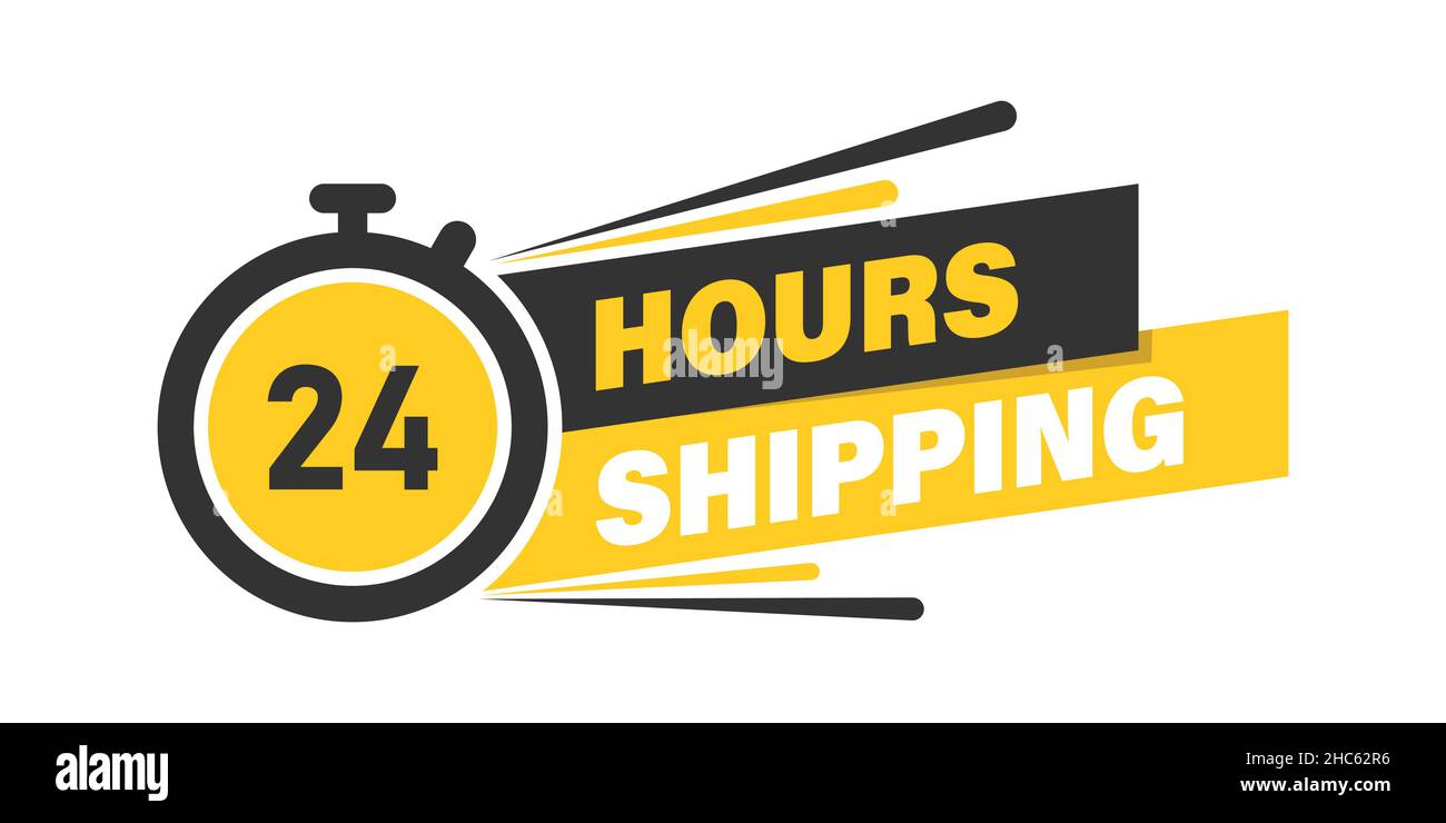 Shipping 24 hours icon in flat style. Delivery countdown vector ...