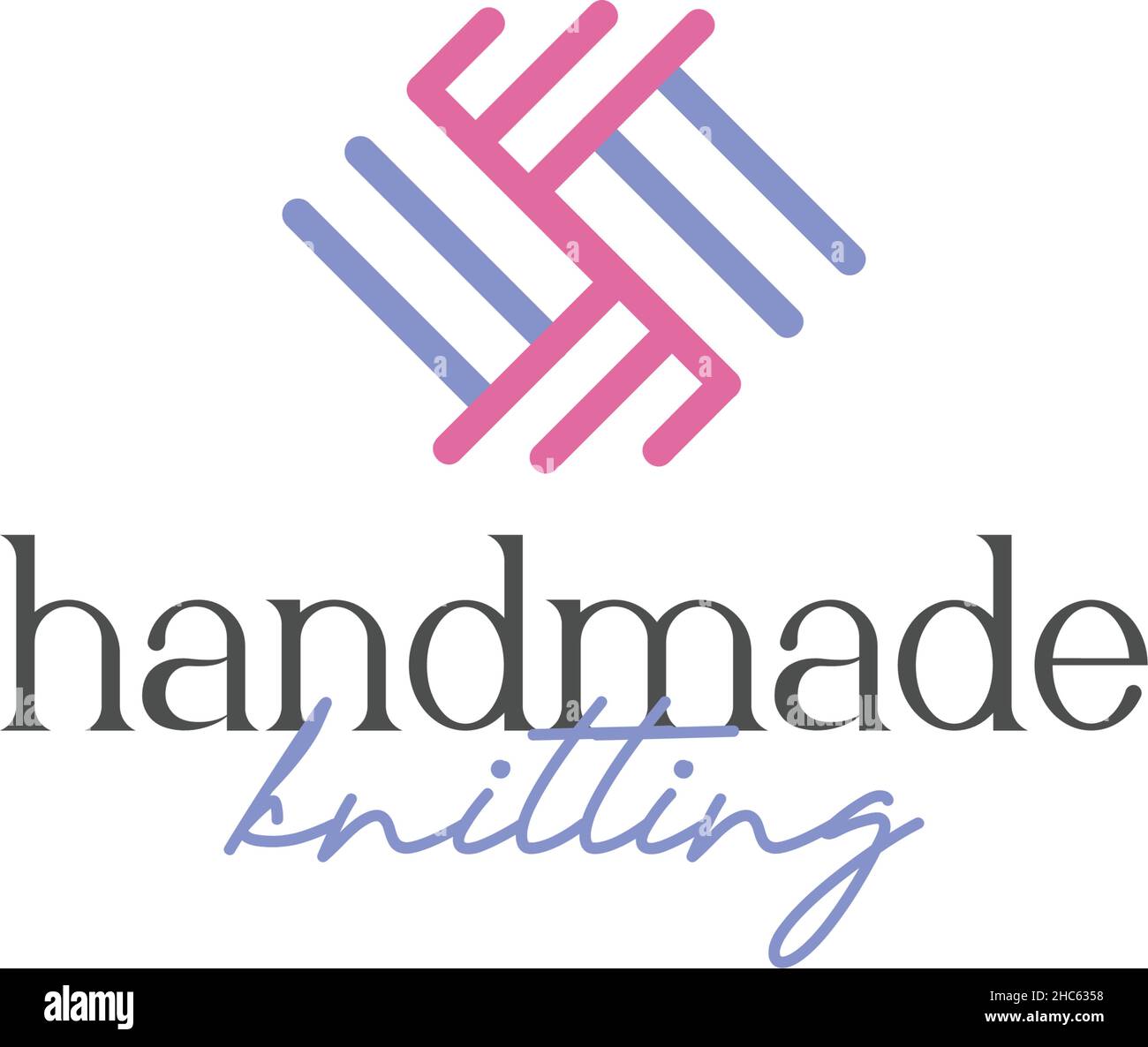 Flat simple HANDMADE KNITTING quality logo design Stock Vector Image ...