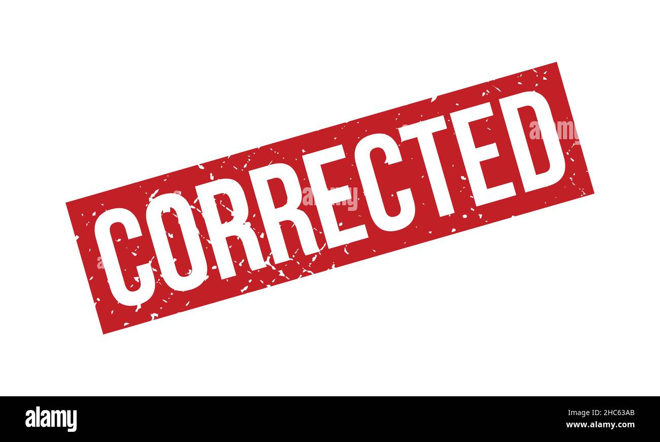 Corrected Rubber Stamp. Red Corrected Rubber Grunge Stamp Seal Vector ...