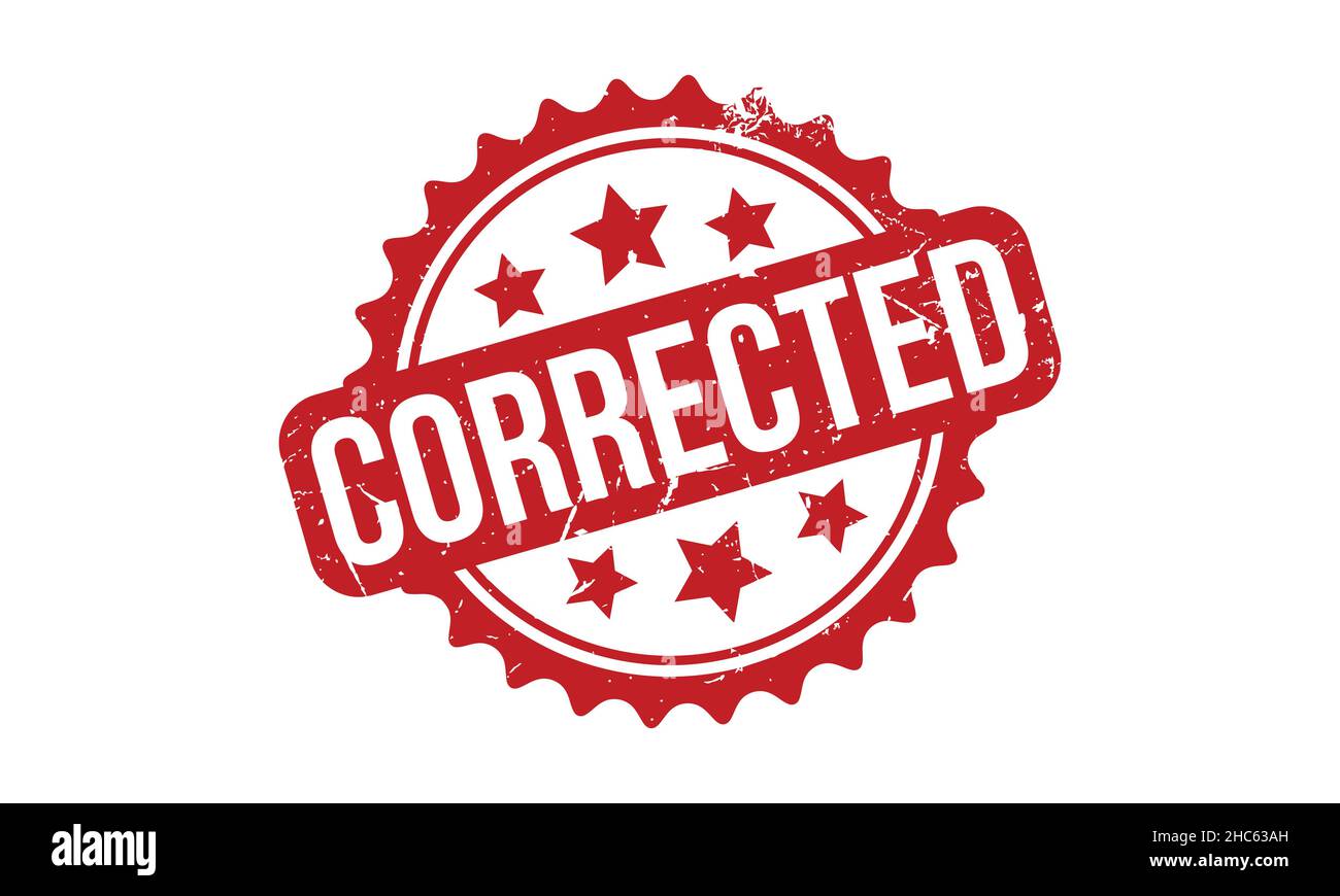 Corrected Rubber Stamp. Red Corrected Rubber Grunge Stamp Seal Vector ...