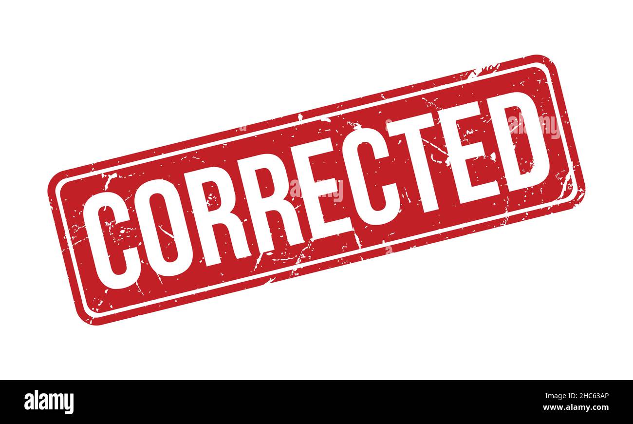 Corrected Rubber Stamp. Red Corrected Rubber Grunge Stamp Seal Vector ...