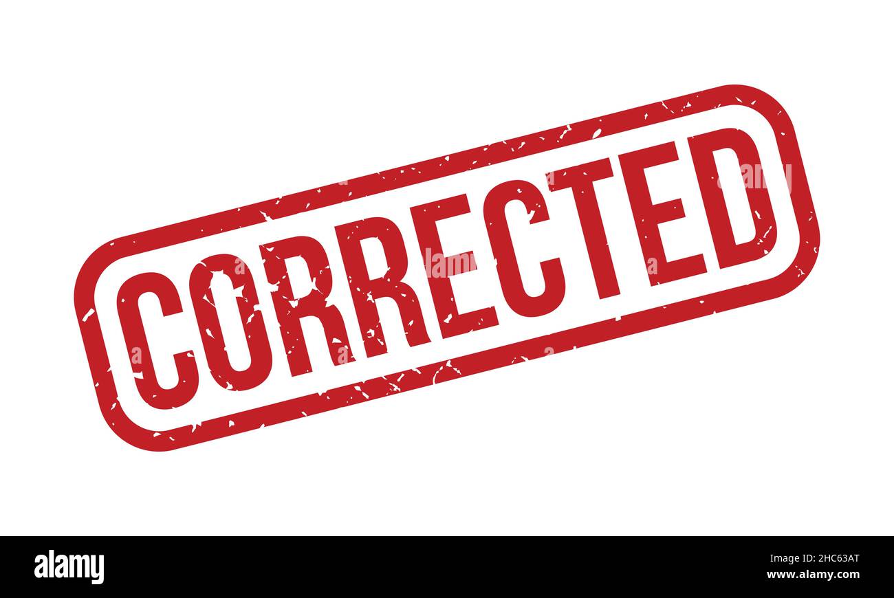 Corrected Rubber Stamp. Red Corrected Rubber Grunge Stamp Seal Vector ...