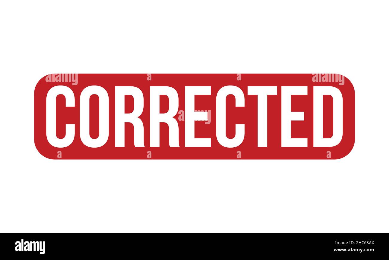 Corrected Rubber Stamp. Red Corrected Rubber Grunge Stamp Seal Vector ...