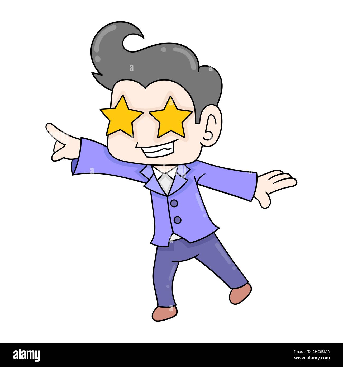 boy with admire expression trying to reach his dream, vector ...