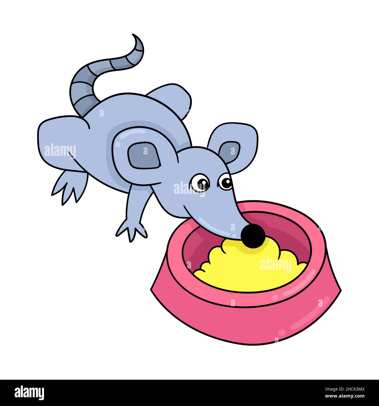 rat is enjoying food in its container, vector illustration art. doodle ...