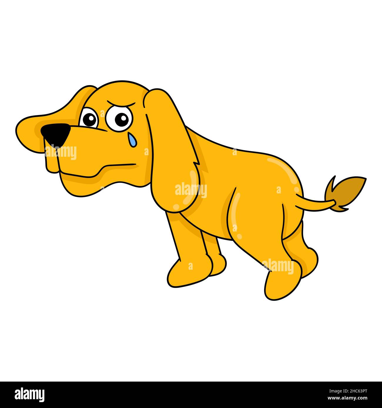 sad faced little dog crying, vector illustration art. doodle icon image ...
