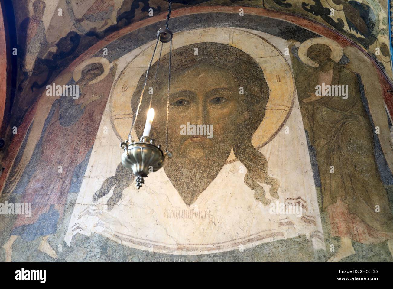 Fresco of Jesus Christ in russian orthodox church in Moscow Kremlin ...