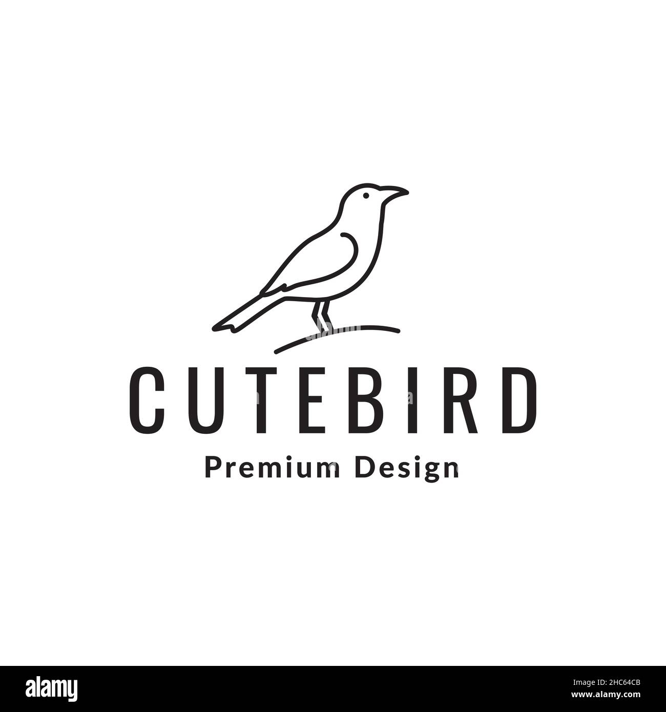 little bird line simple logo design vector graphic symbol icon sign ...
