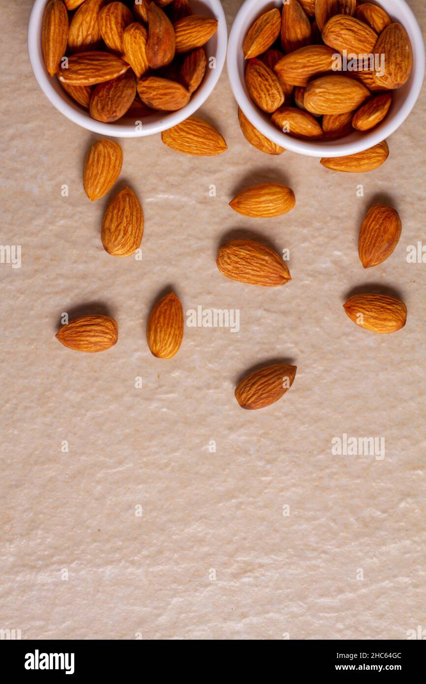 almond isolated on light background. Top view. Flat lay Stock Photo - Alamy