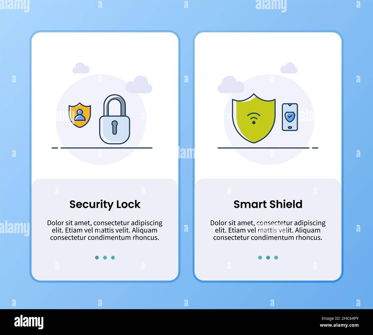 internet security with security lock and smart shield onboarding template for mobile ui app ...