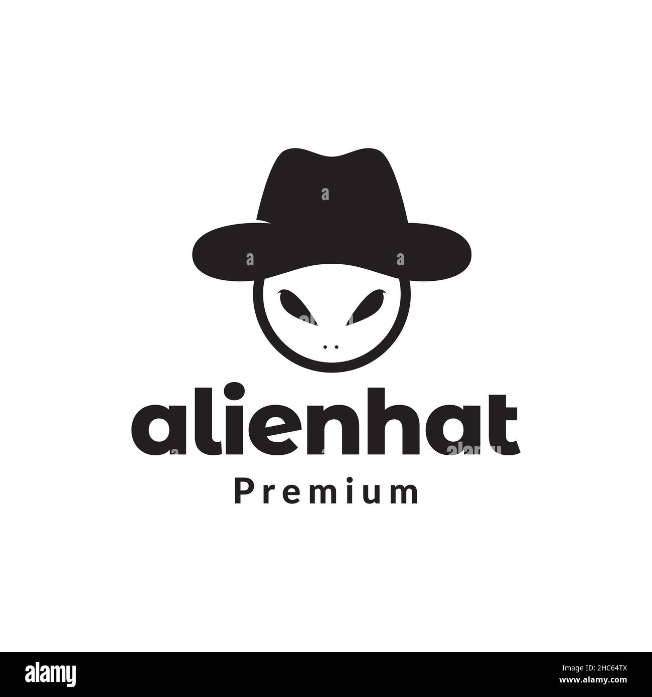 little alien with hat logo design vector graphic symbol icon sign ...