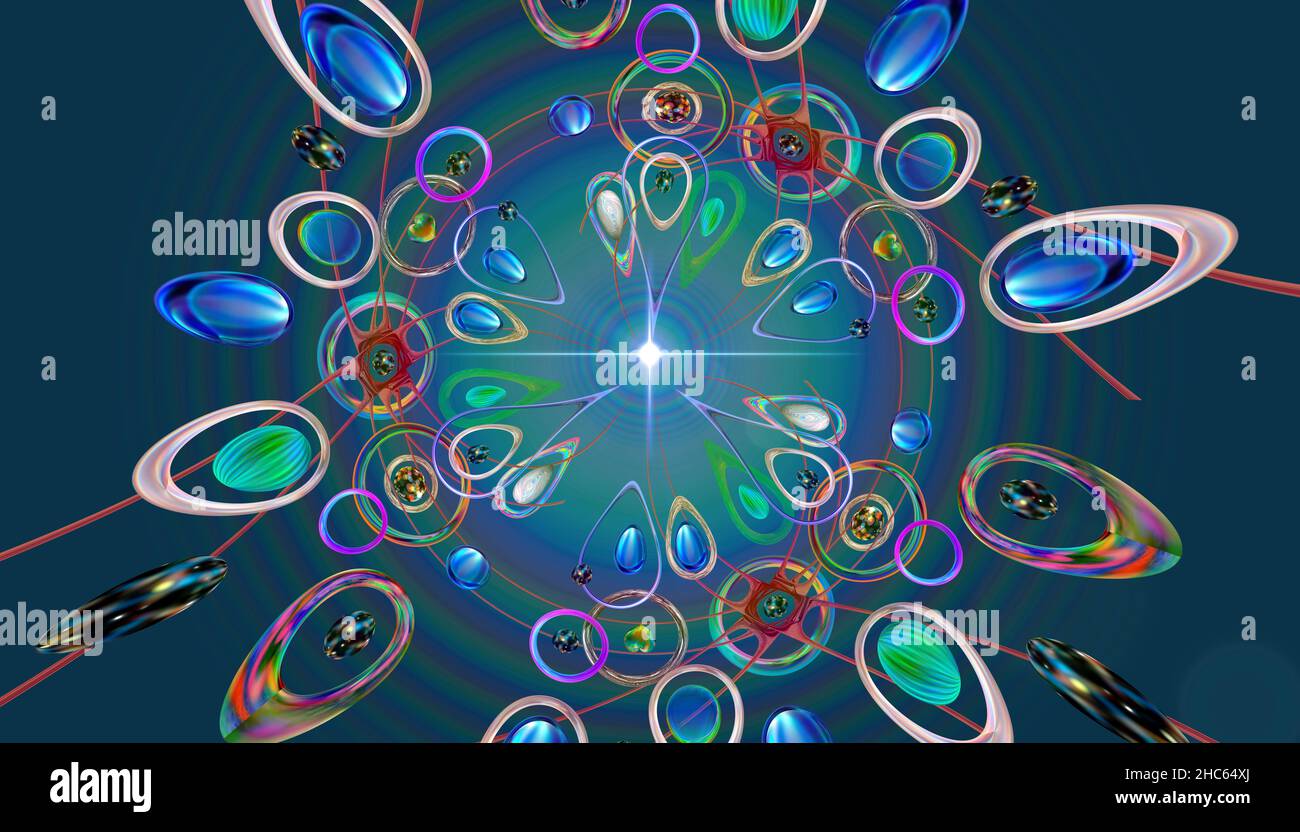 Abstract fantasy background with colorful figures. 3D illustration, 3D ...