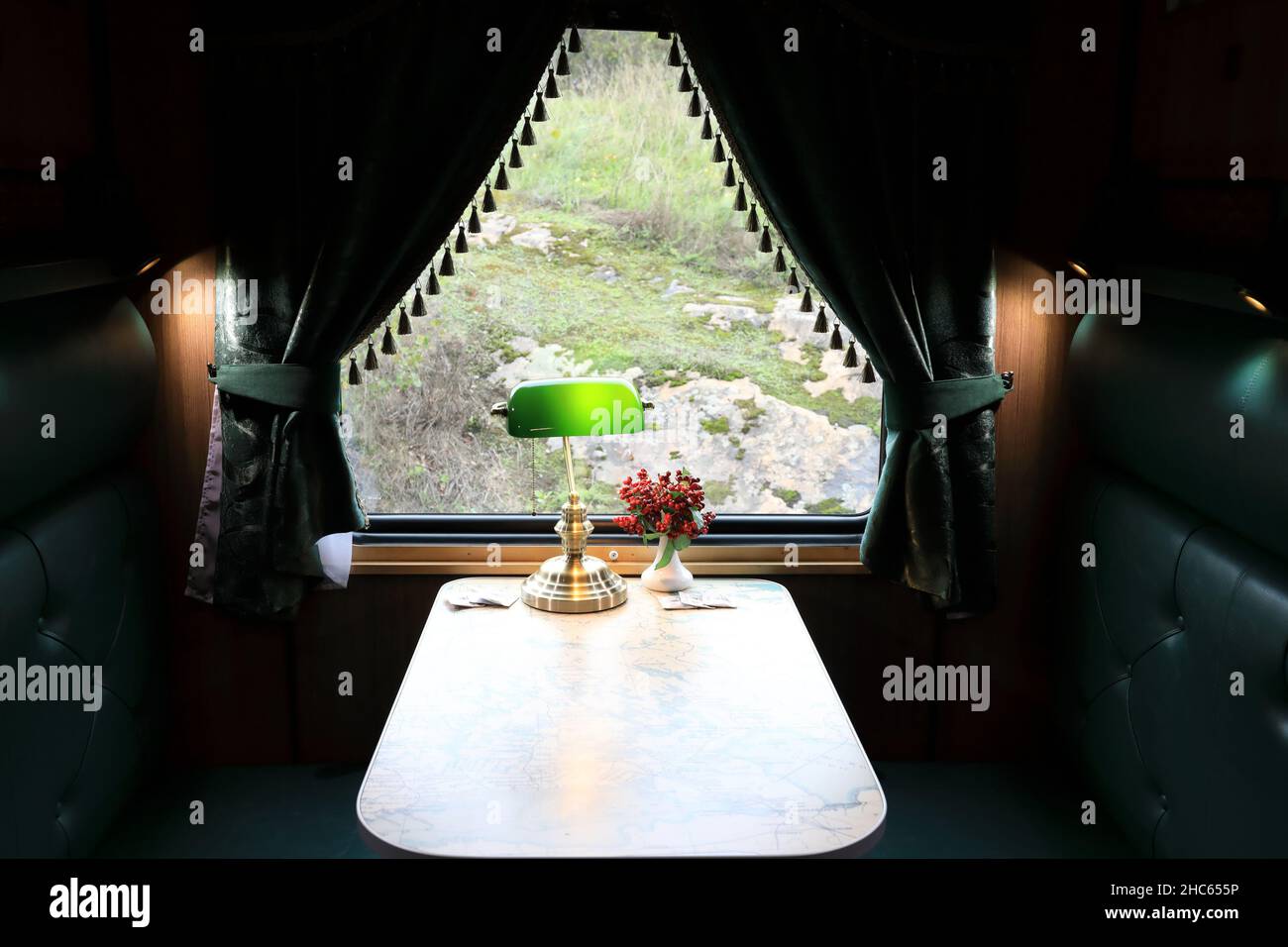 Interior compartment of vintage train carriage, Russia Stock Photo - Alamy