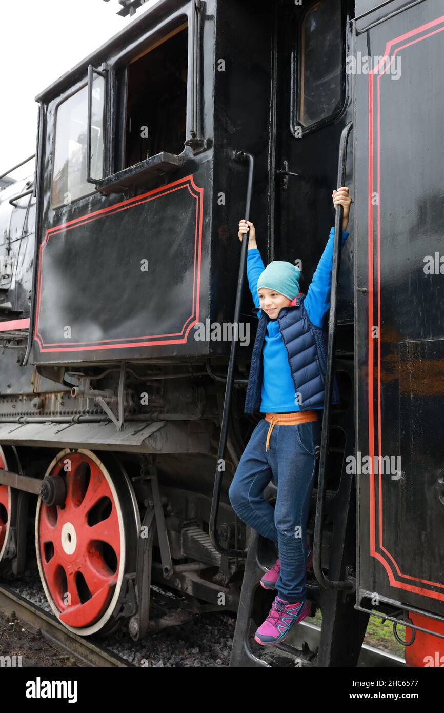 Boy waiting for steam train hi-res stock photography and images - Alamy