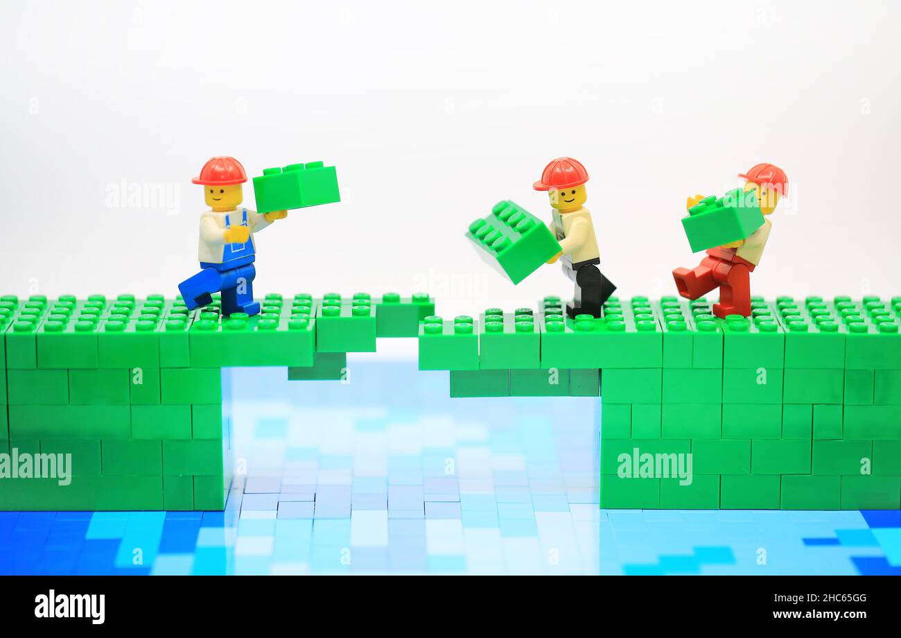 worker connect the bridge Stock Photo - Alamy